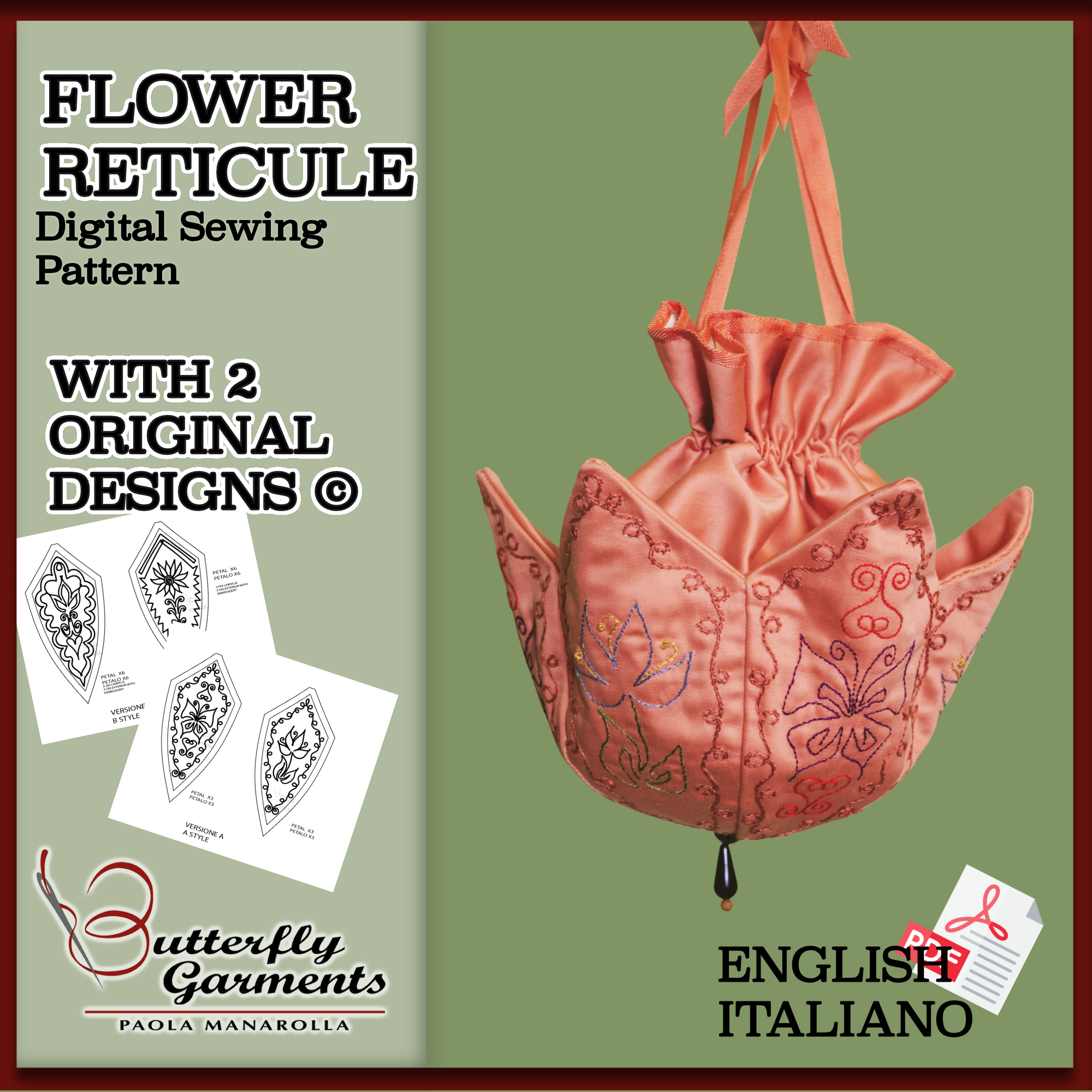 ESTELLE - Flower Corded Reticule Pattern - Victorian 1876 - Digital PDF ...